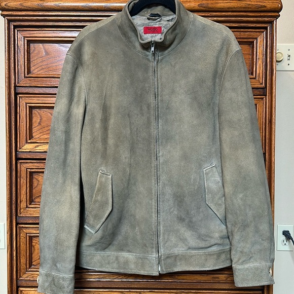 Hugo Boss | Jackets & Coats | Hugo Boss Green Suede Bomber Jacket ...